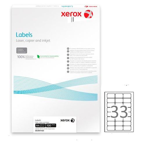 Купить Этикетка самоклеящаяся Xerox Labels, A4, размер 70*25,4 мм, 33 ...